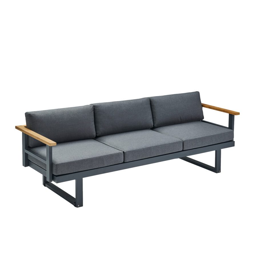 CASA DOMA Aragona Loungesofa 3-Sitzer, Alu/Teak